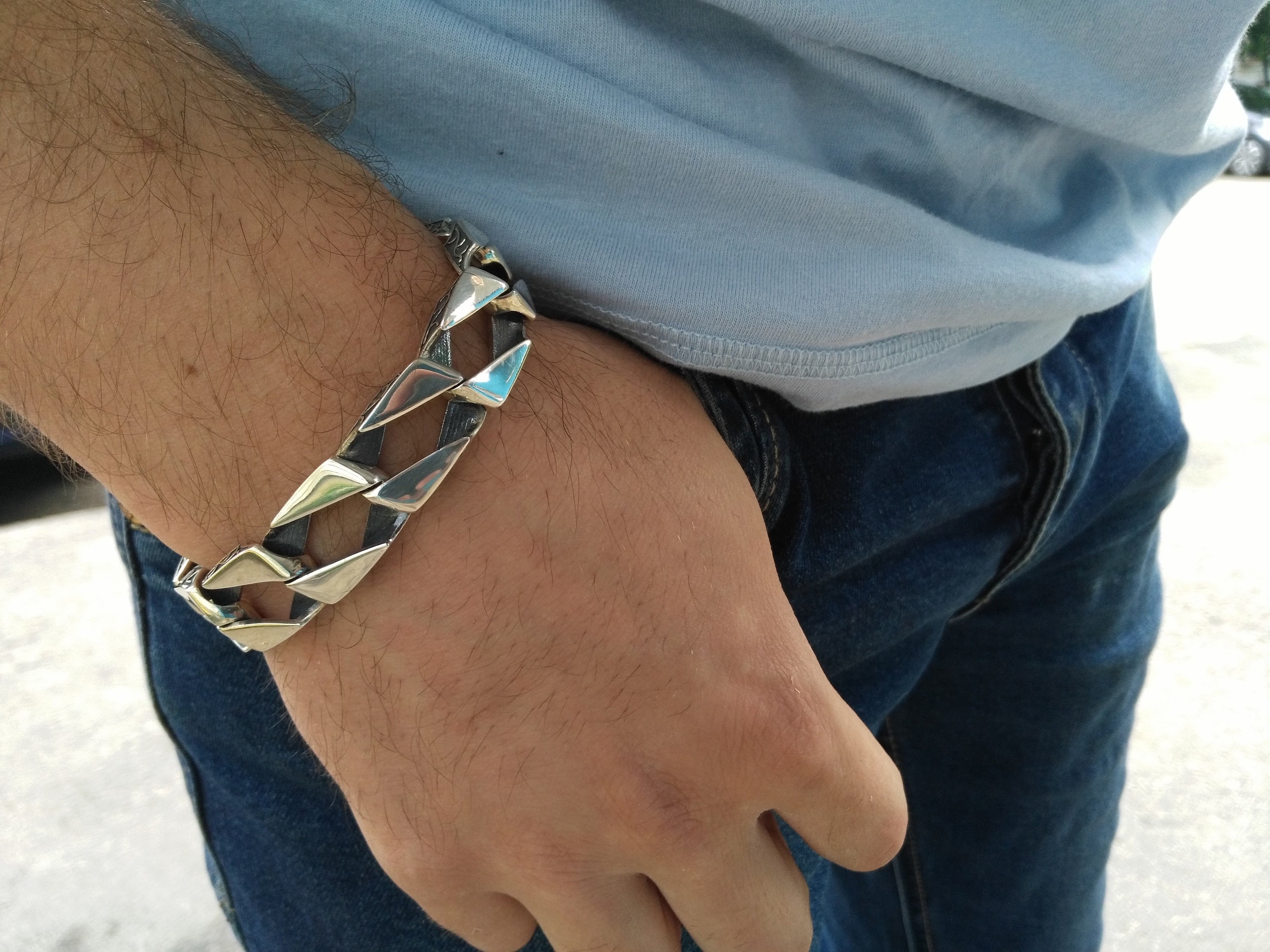 Solid Silver Bracelets For Men