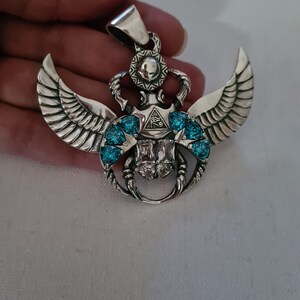 Silver Scarab Beetle Egyptian Scarab Necklace 925 Sterling Silver ...
