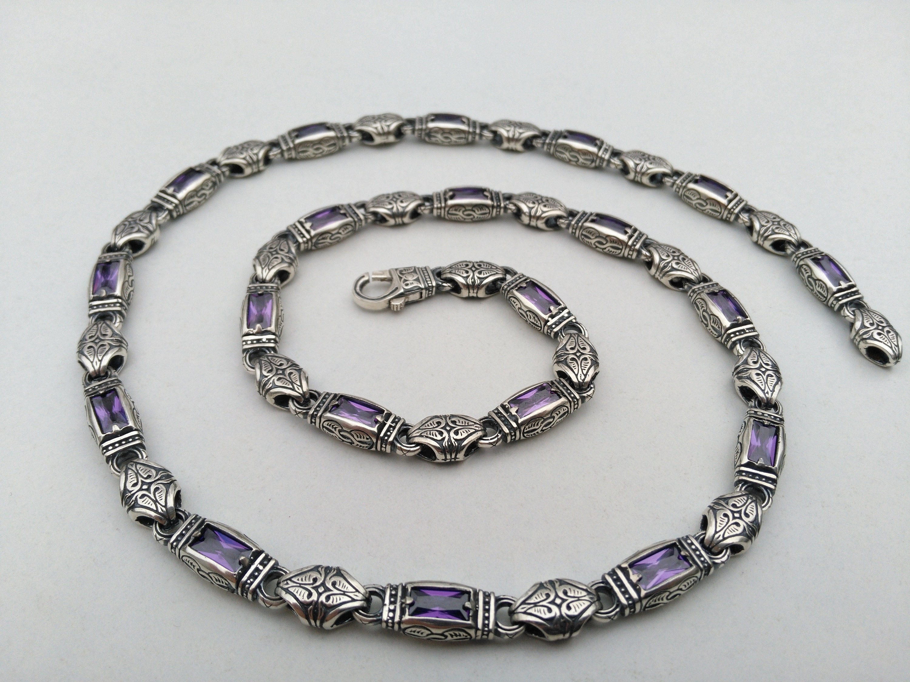 Herren SilberKette mit Steinen Silberkette für Männer 925 | Etsy