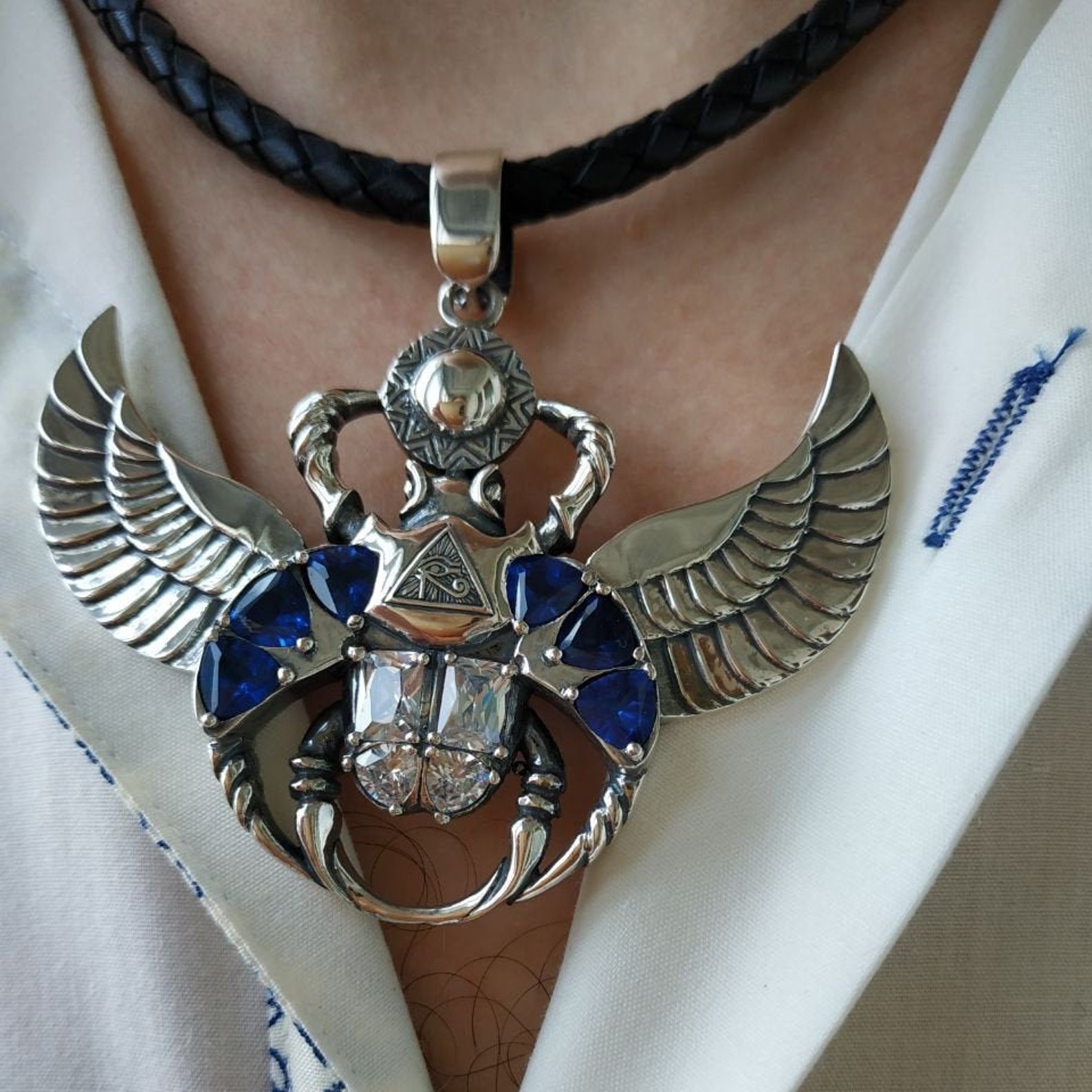 925 Sterling Silver Pendant Scarab Egyptian Pendant Scarab | Etsy