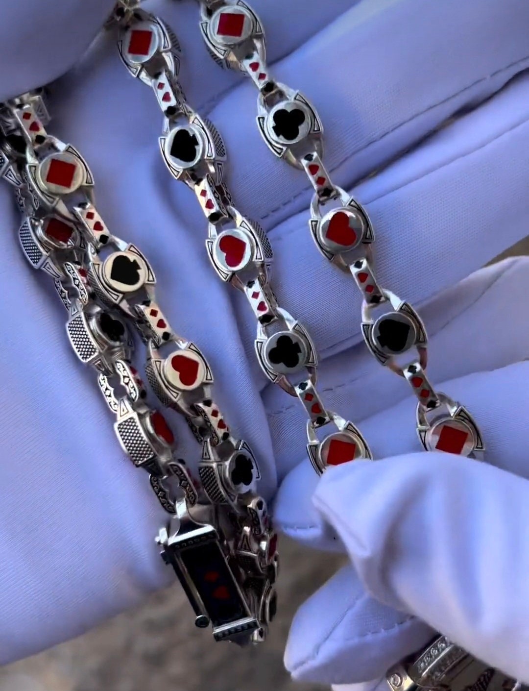 Men's Silver Chain "card Player"; Card Suit Necklace; Gambler Jewelry ...