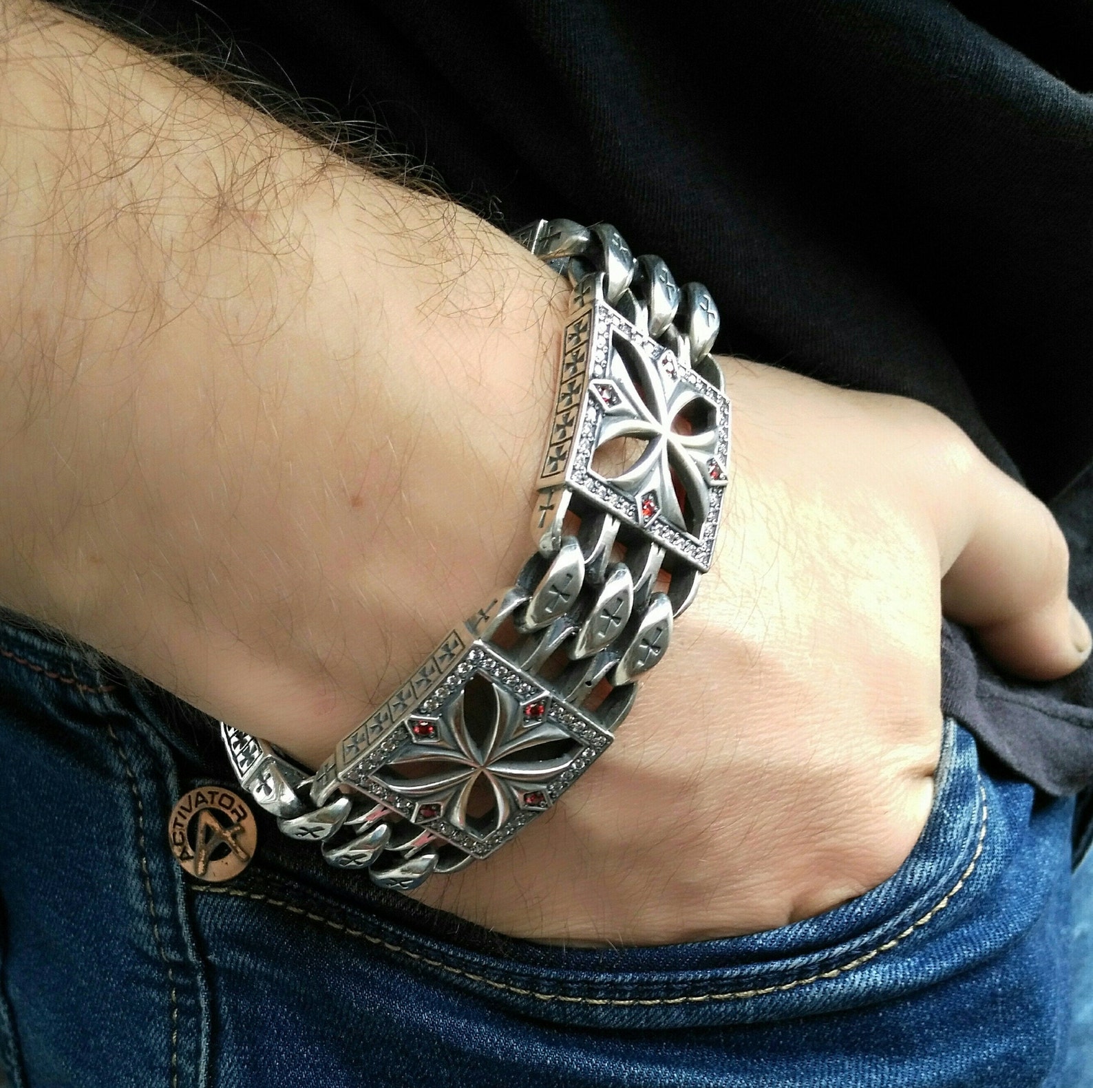 Men's Silver Bracelet 925 Sterling Silver Bracelet | Etsy