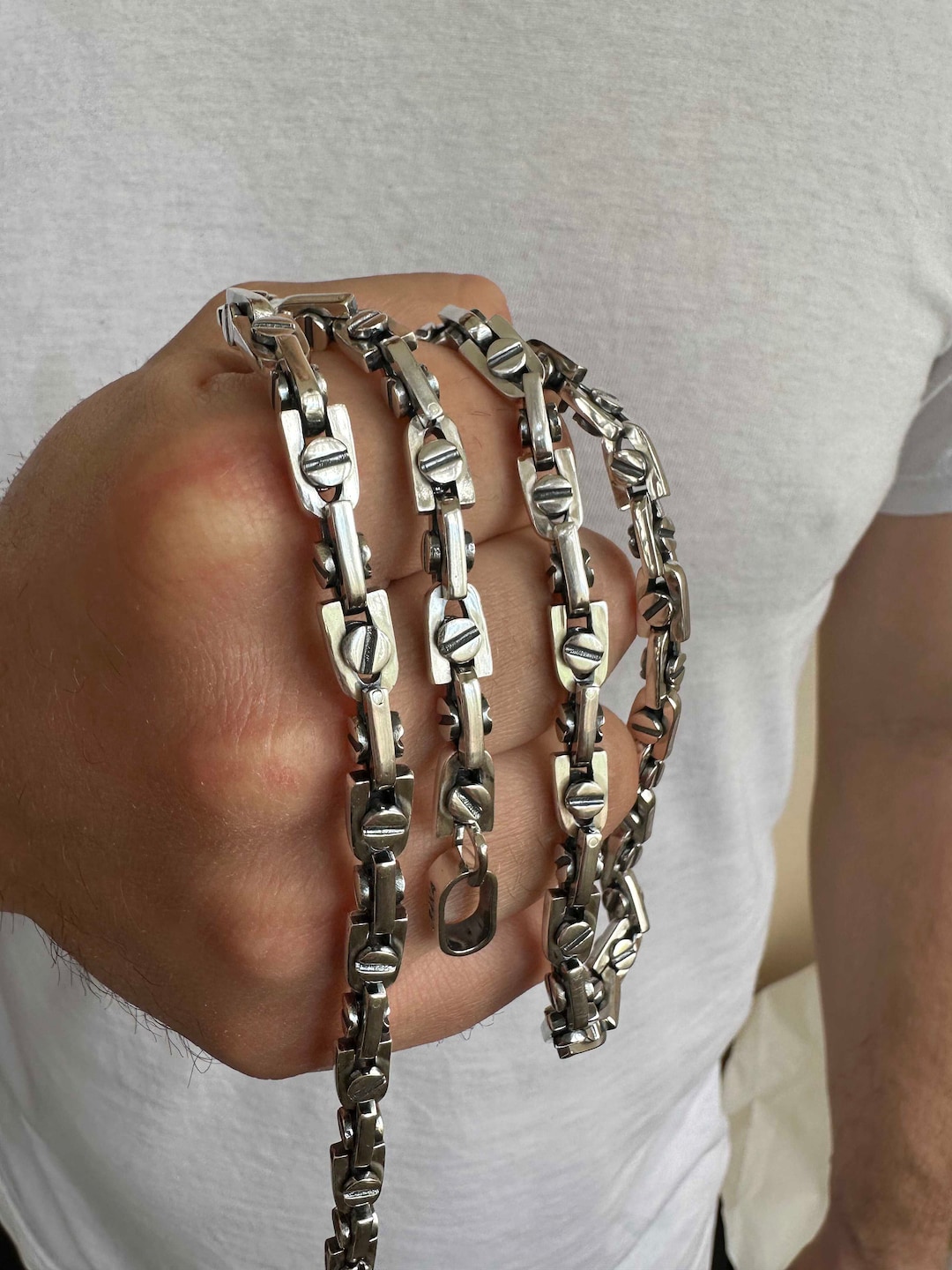 925 Sterling Silver Necklace; Mens Silver Chain Necklace; Mens Necklace ...