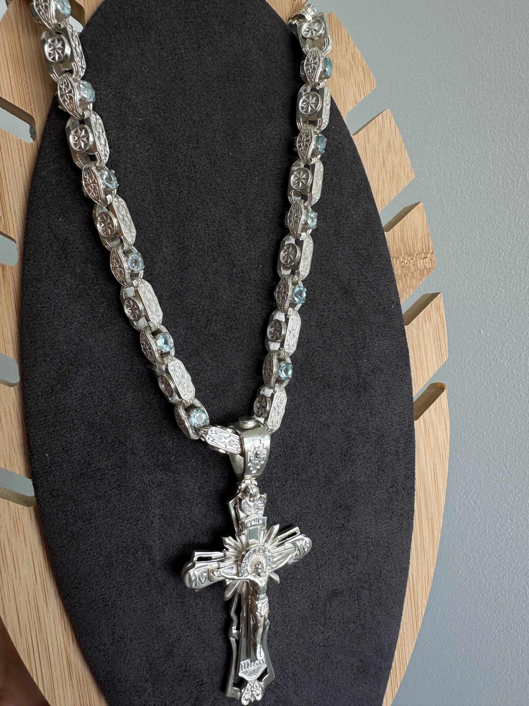 Sterling Silver Chain Set With Cross - Etsy
