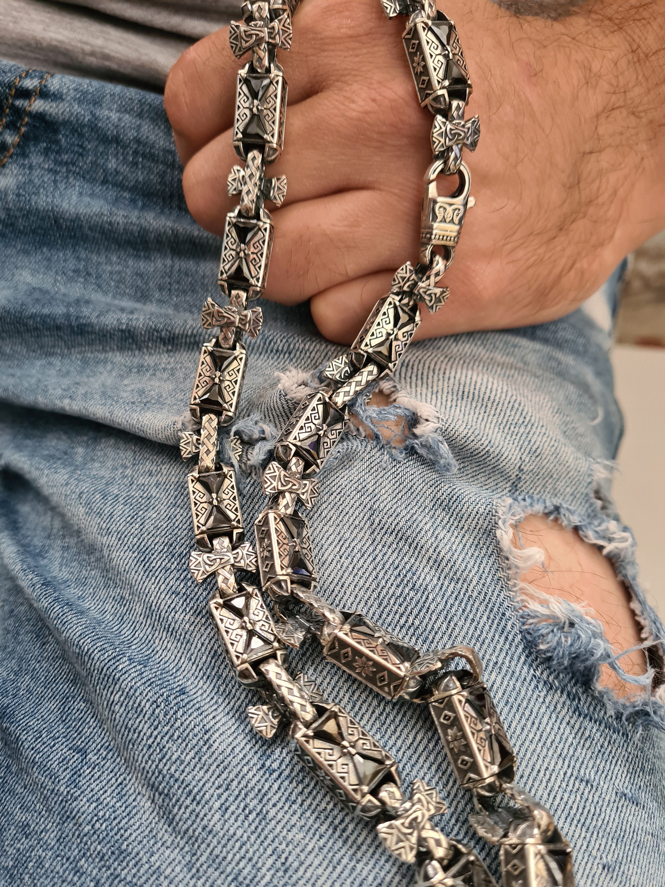 Men's Sterling Silver Necklace Silver Chain for Men - Etsy