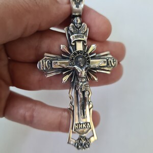 Men's Silver Necklace Set With a Cross; Chain With Holy Faces; 925 ...