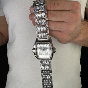925 Sterling Silver Watch Bracelet With Stones; Watch Strap 23-26 Mm ...