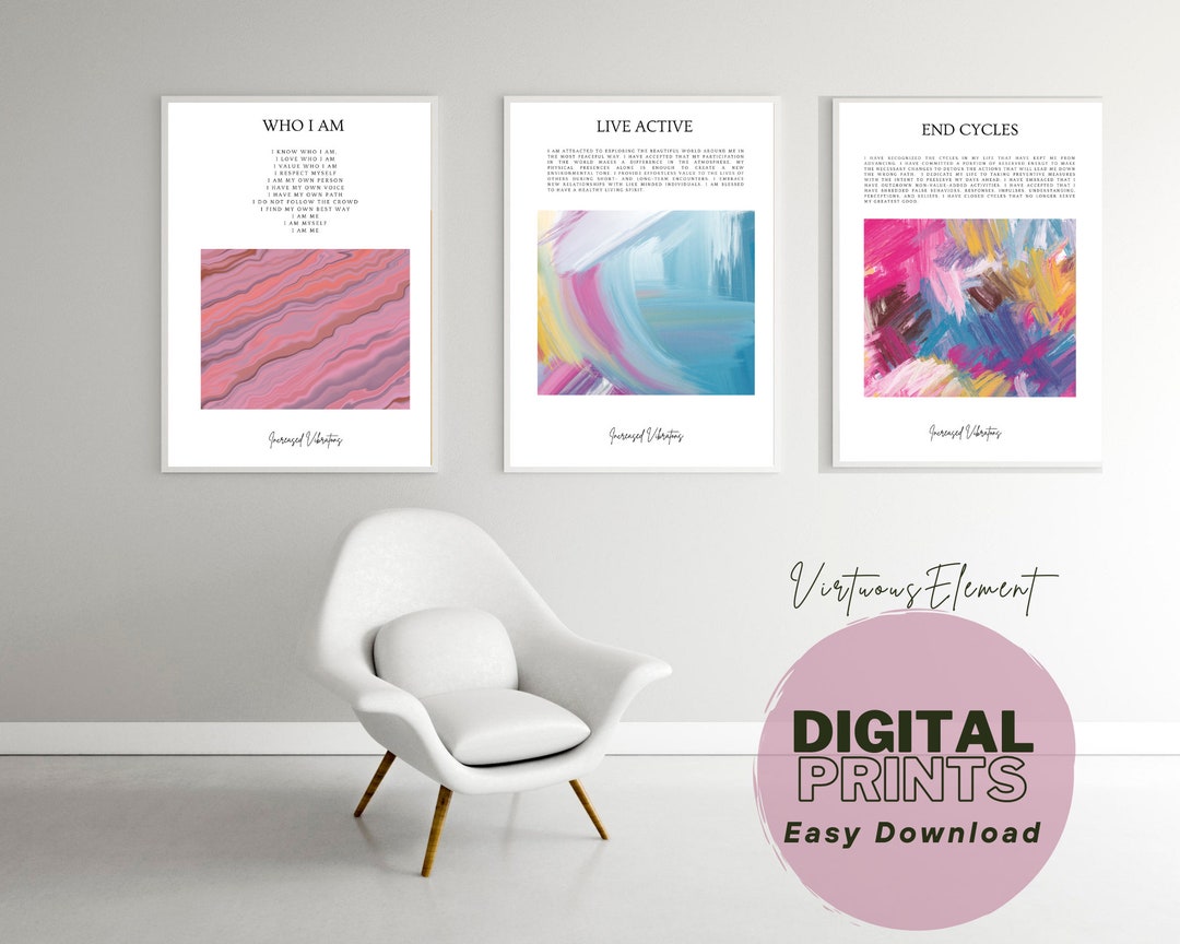 WHO I AM, Self Awareness Posters, Gallery Wall Art Set of 3 Prints ...