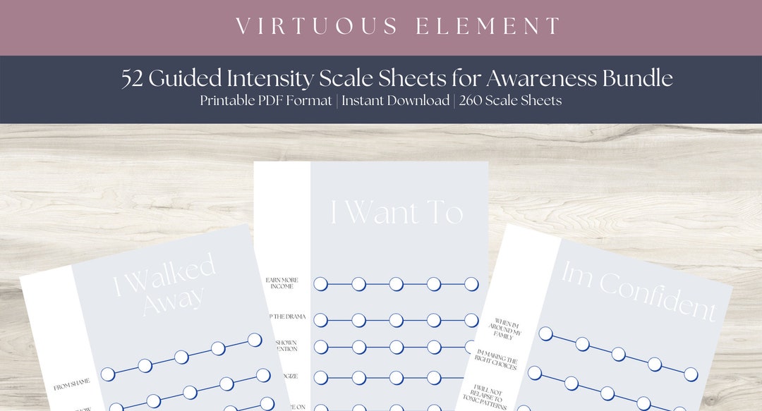 52 Intensity Scale Worksheets,self Reflection Printable,daily ...