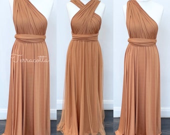 Rust Orange Multiway Infinity Bridesmaid Dress for Weddings | Etsy UK