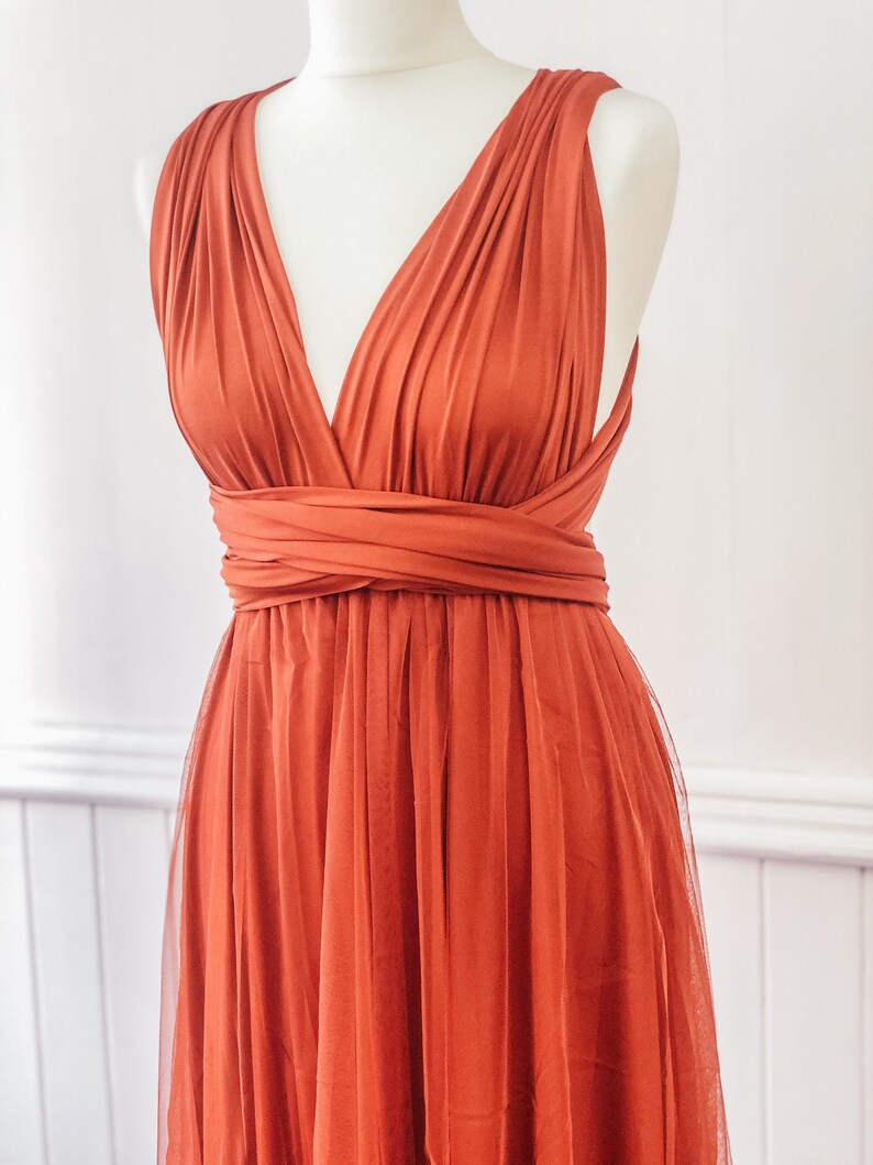 Rust Orange Multiway Infinity Bridesmaid Dress for Weddings | Etsy UK