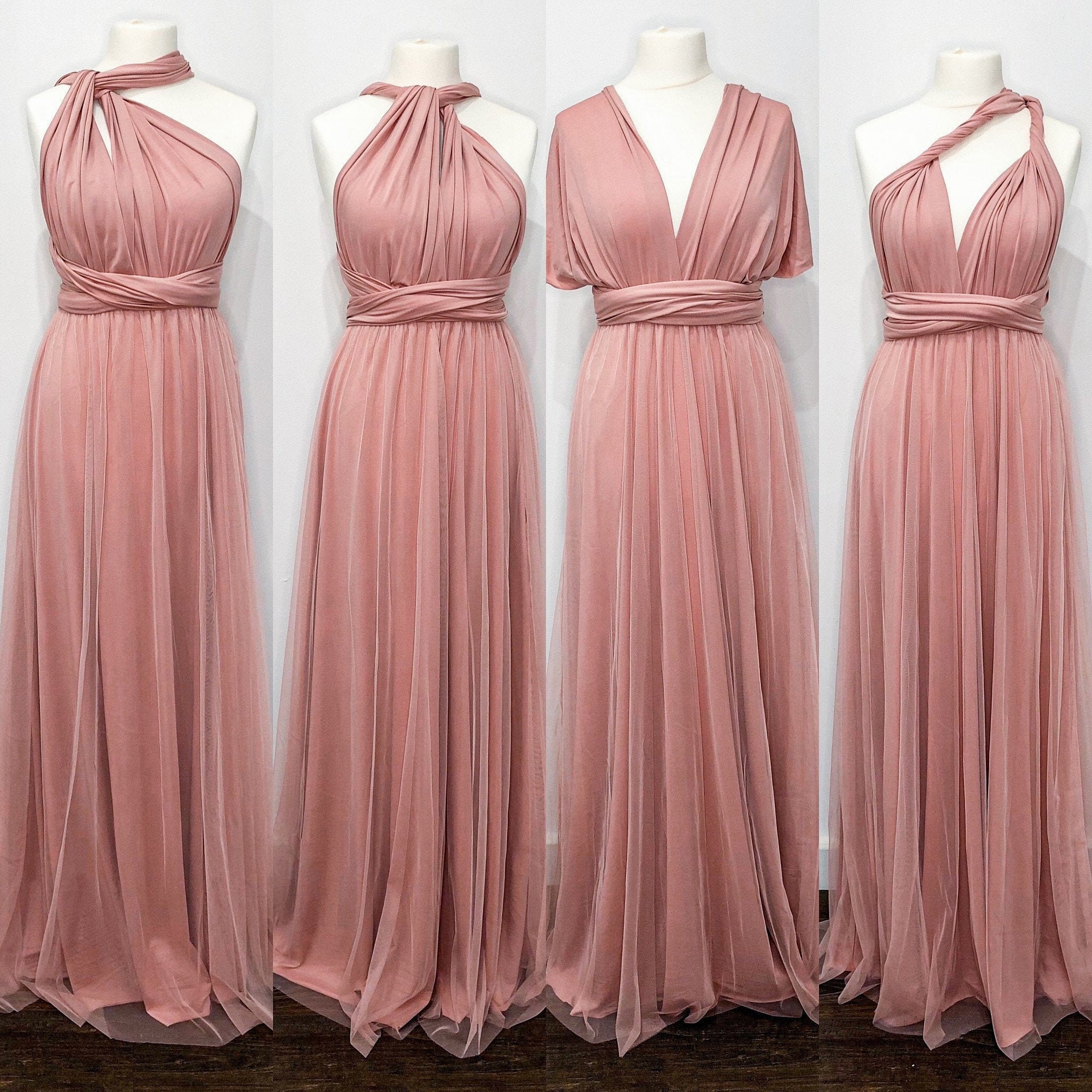 Dusky Pink Multiway Infinity Bridesmaid Dress for Weddings | Etsy UK