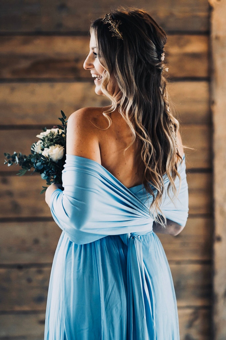 Powder Blue Multiway Infinity Bridesmaid Dress for Weddings | Etsy UK
