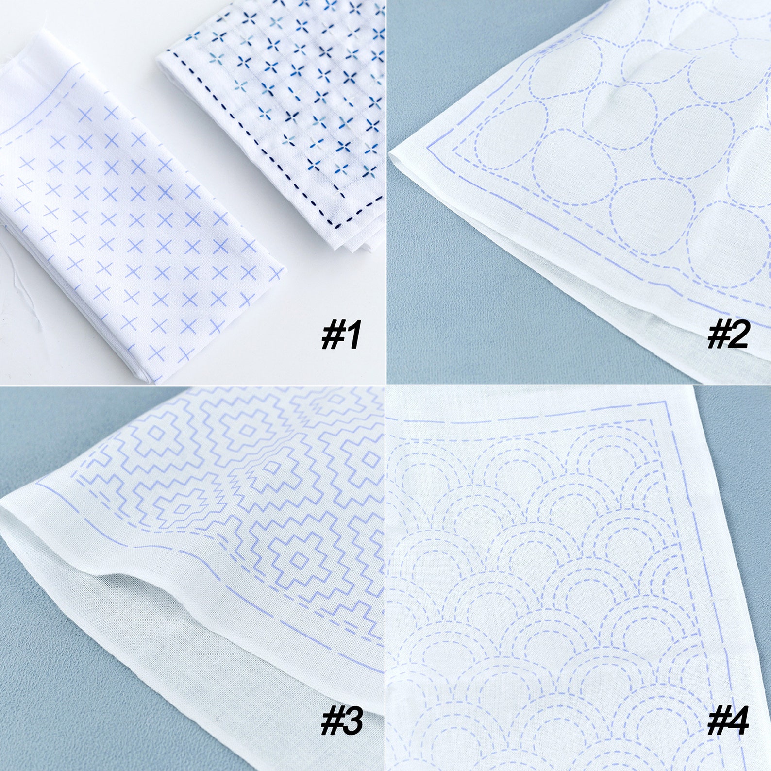 Sashiko Pre-printed Pattern,sashiko Sampler,double Thin Cotton Cloth ...