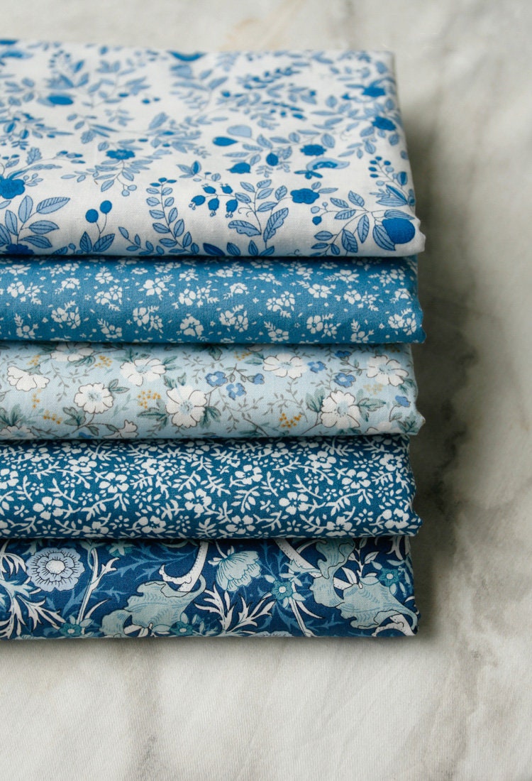 100% Cotton Fabric by the Half Yard,blue and White Porcelain Printing ...