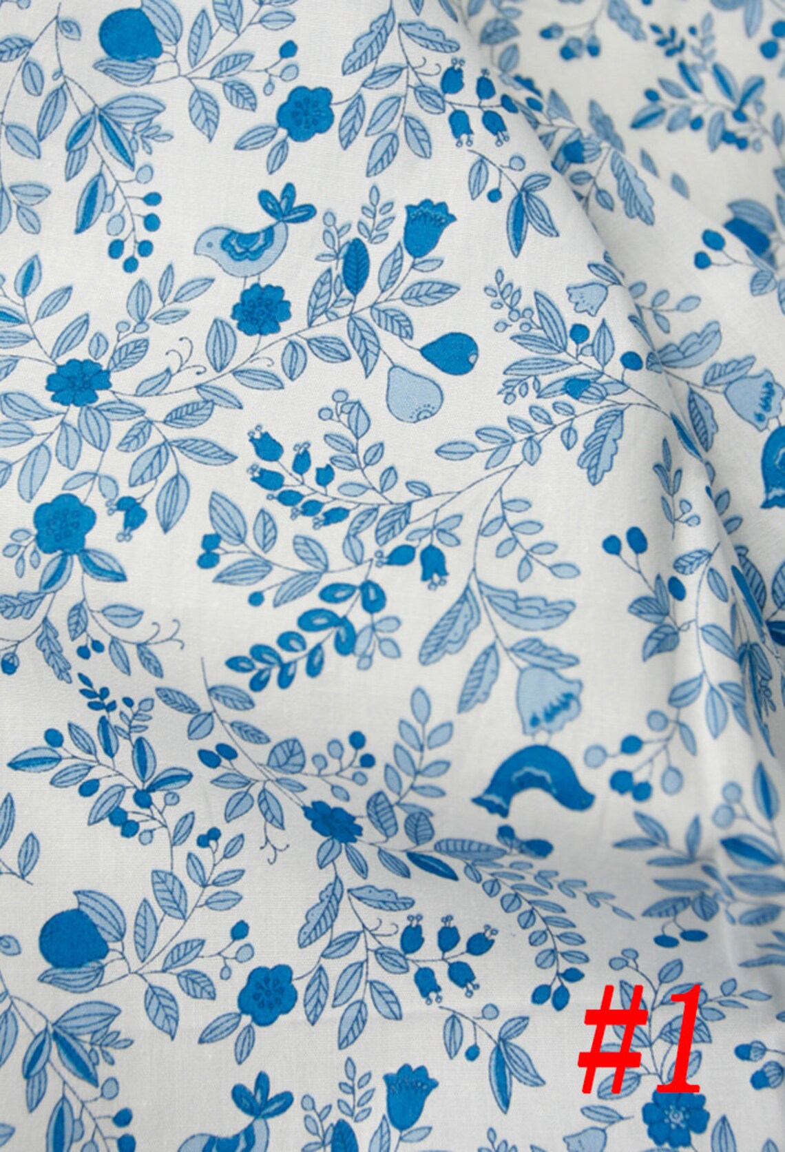 100% Cotton Fabric by the Half Yardblue and White Porcelain - Etsy