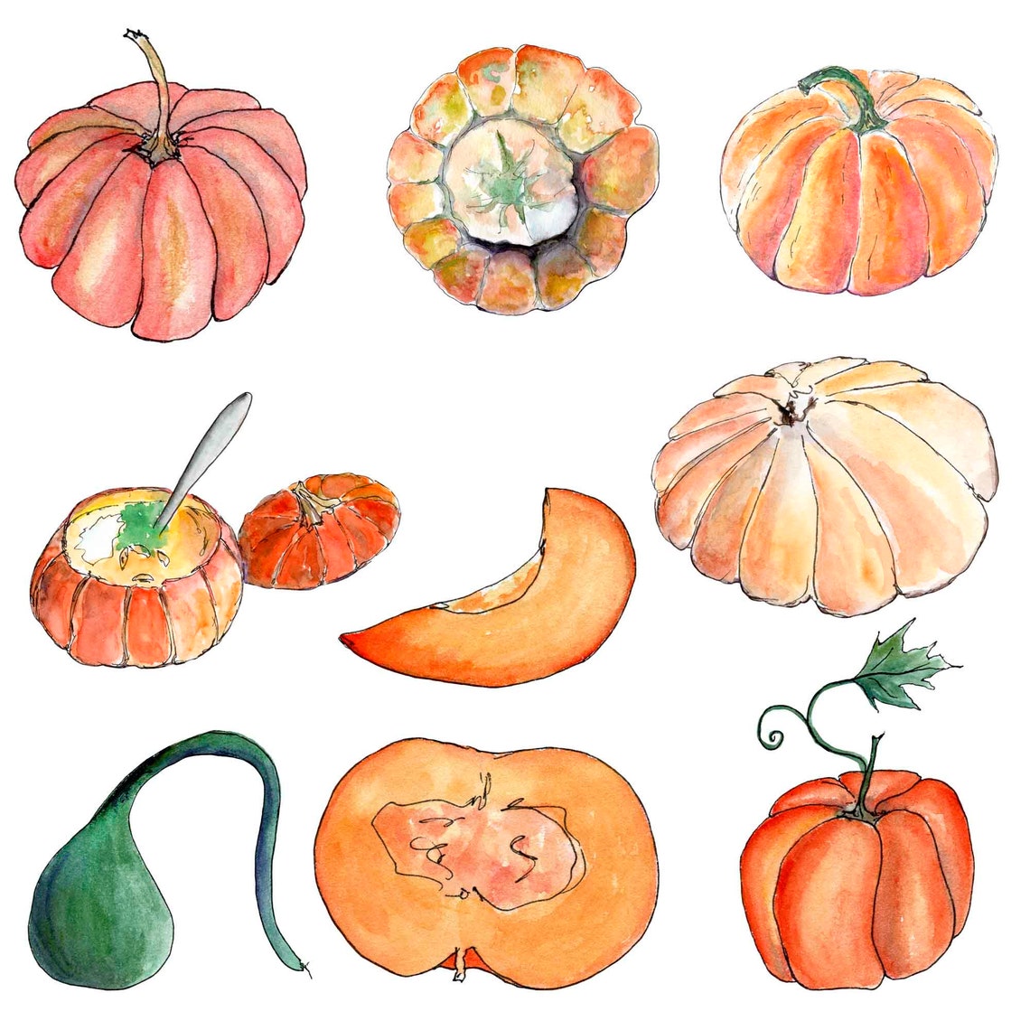 Download Pumpkin Watercolor Clipart, Autumn Orange Clipart ...