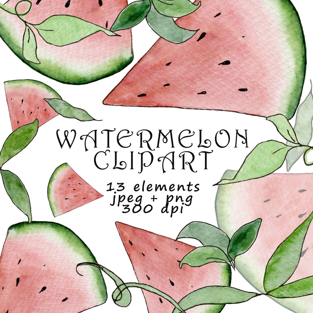 Hand-painted Watermelon Clipart, Watercolor Fruits Clipart, Fruits ...