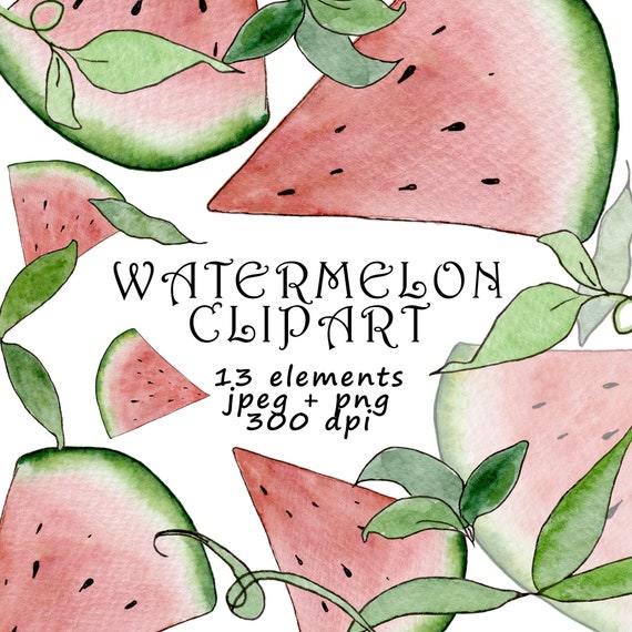 Hand-painted Watermelon Clipart Watercolor Fruits Clipart | Etsy