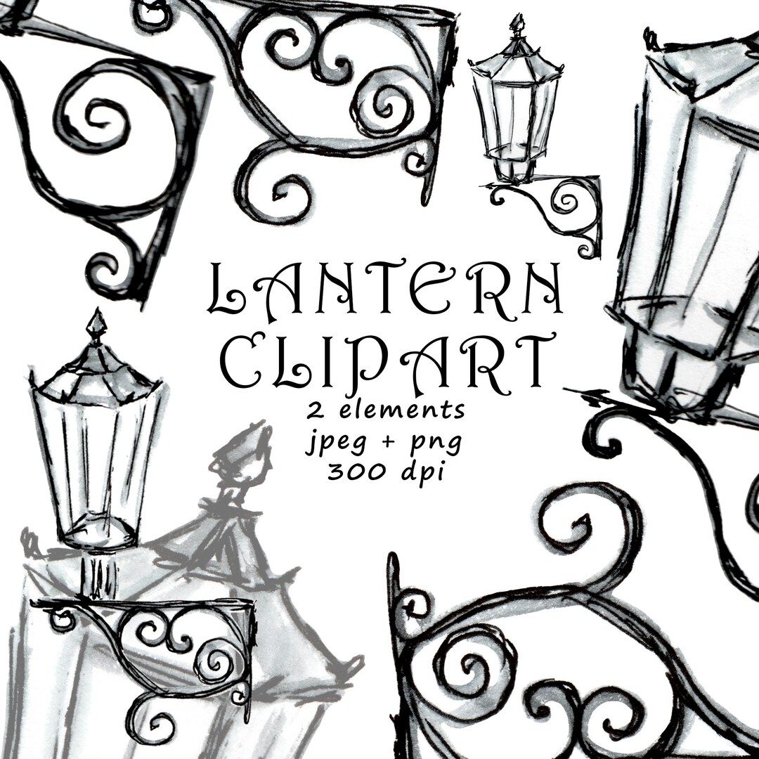 Lantern Clipart, Streetlight Clipart, Hand Painted Lantern, Watercolor ...