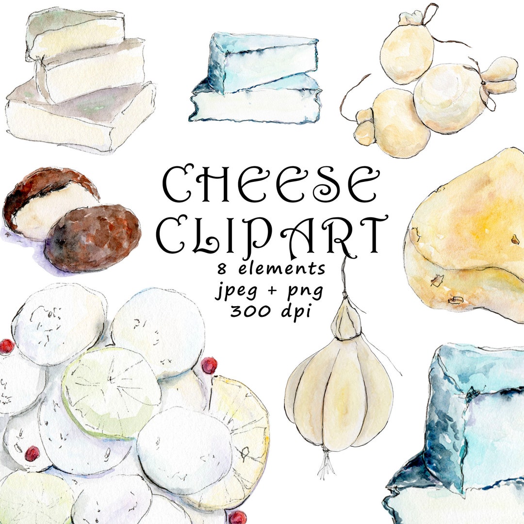 Cheese Clipart, Eco Food, Food Logo, Cheese Digital, Watercolor Cheese ...