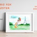 Printable Watercolor Cartoon Fox Poster, Kids Room Wall Art, Digital ...