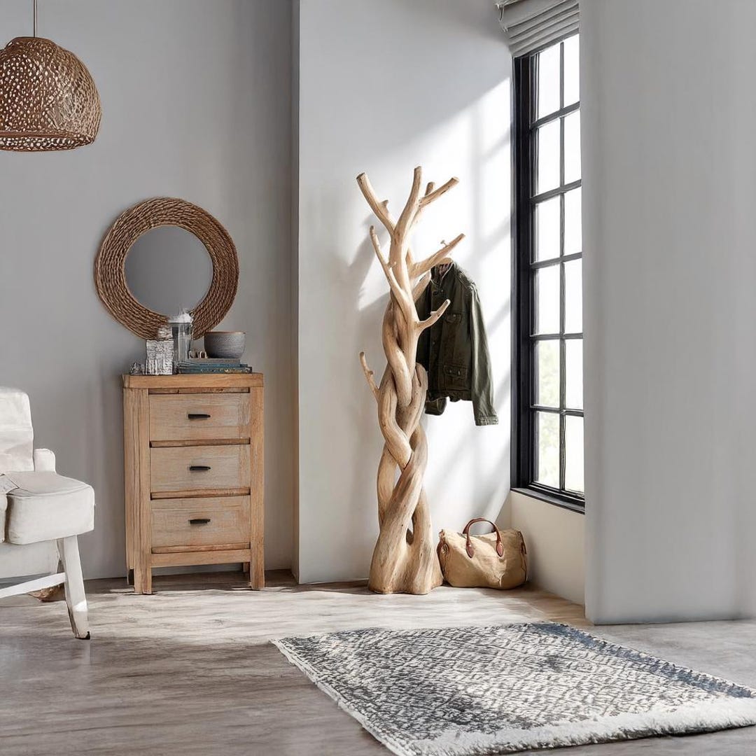 Standing Tree Branch Coat Rack Wooden Clothes Rack Rustic Coat Rack ...