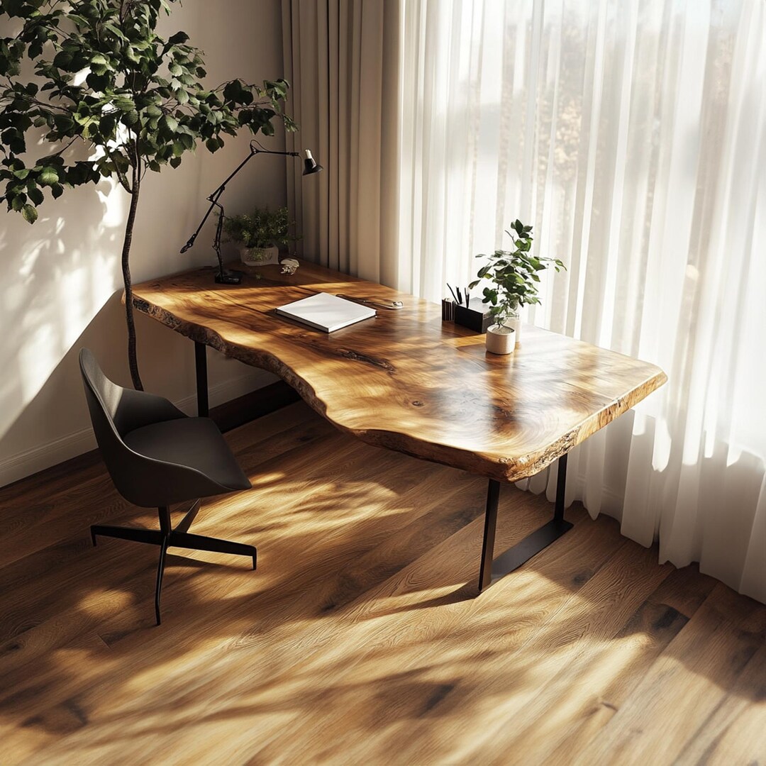 Desk Solid Wood Live Edge Table Rustic Desk Modern Office Desk Handmade ...