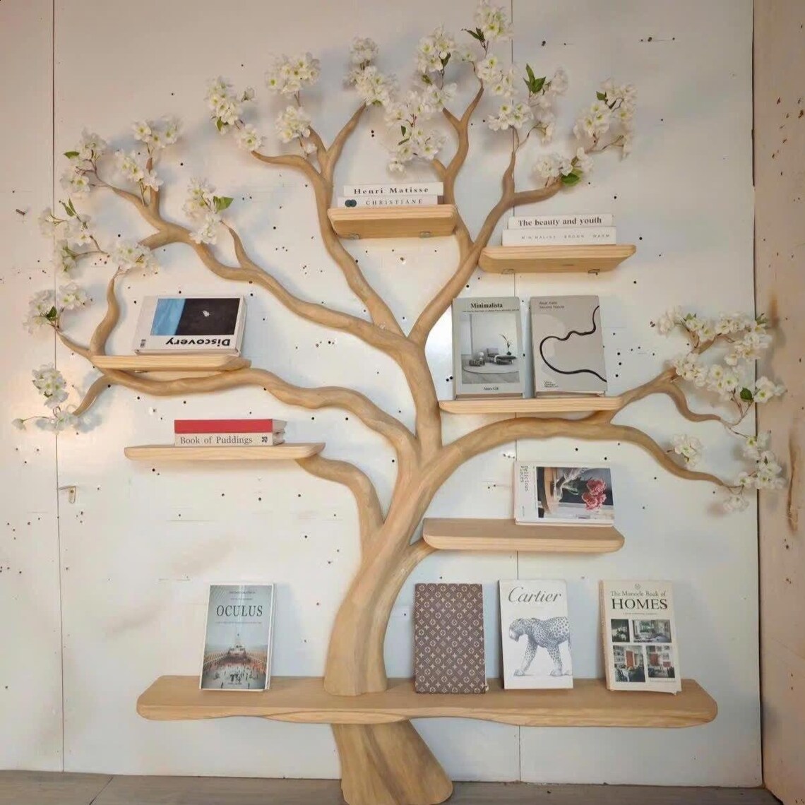 Tree Branch Bookshelf Handcrafted Wood Bookcase Custom Bench Rustic ...