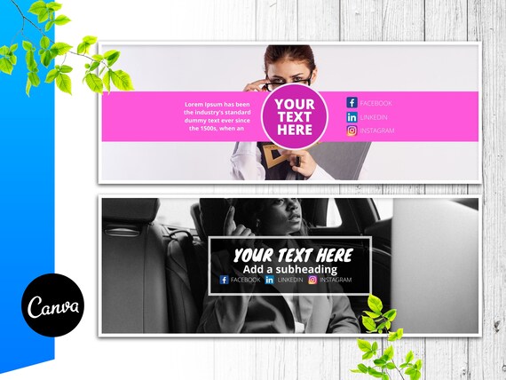 Stationery Paper Facebook Cover Template for Lady Boss. Editable Canva ...