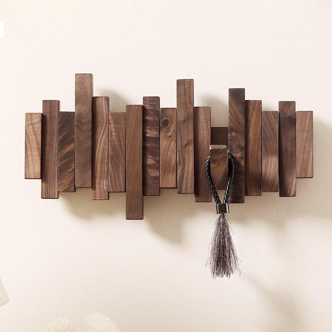 Wood Piano Key Coat Rack Rustic Hooks Wood Towel Rack Hanging Clothes ...