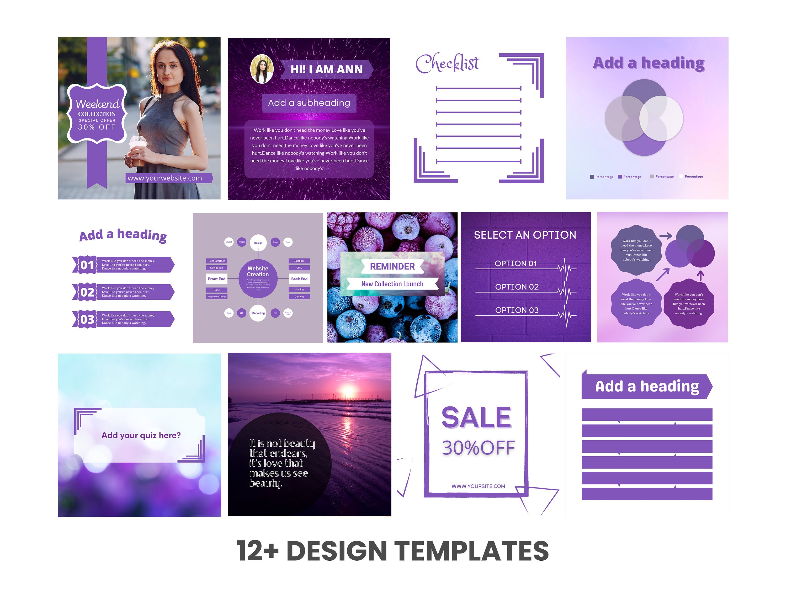 PURPLE Social Media Template For Purple Color Lover | Etsy