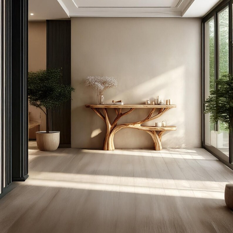 Unique Tree Shaped Console Table Handmade Solid Wood Rustic Entryway ...