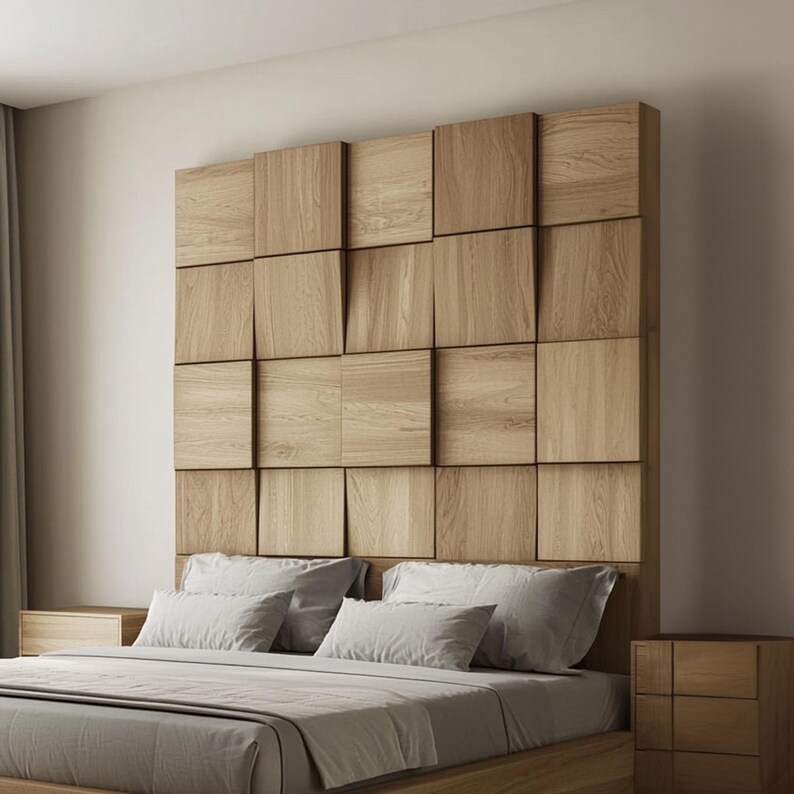Bed Headboard Rustic Solid Wood Headboard Custom Headboard Wall Decor ...