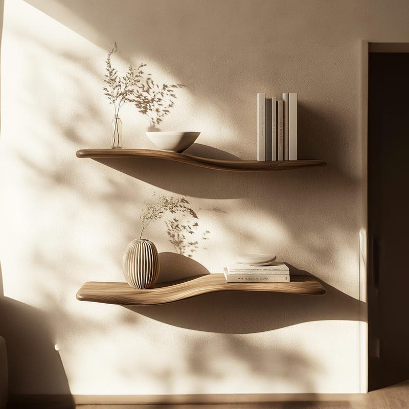 Wall Shelf Chrome Wood - Etsy