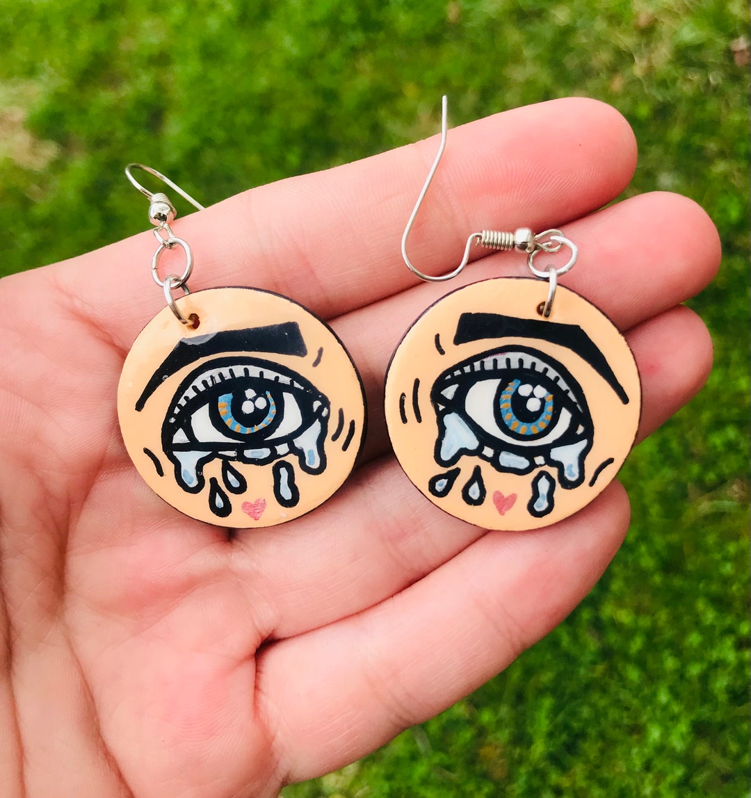 Handmade Crying Eye Earrings: Alt Jewelry - Etsy