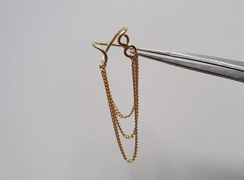 1 Ball & 3 Chains Ear Cuff, No Piercing Cartilage Ear Cuff,no Piercing ...
