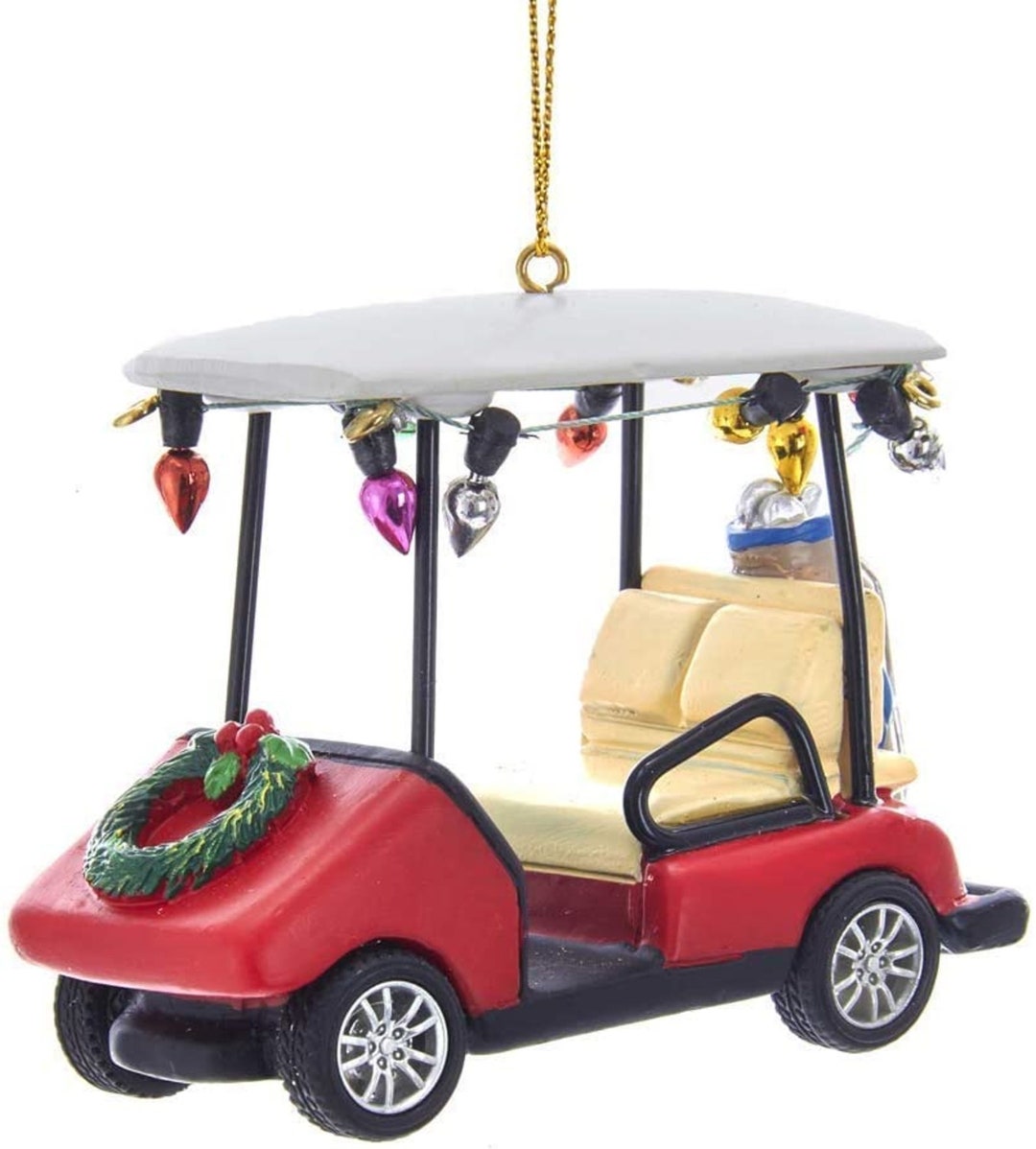 Kurt Adler 3.5" Resin Golf CART W/WREATH ORNAMENT Merry Christmas Trees ...