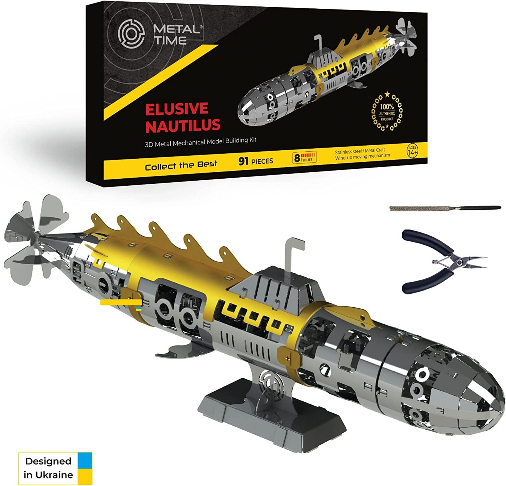 Wind-up Mechanical Model METAL-TIME Elusive Nautilus Submarine 3D Metal ...