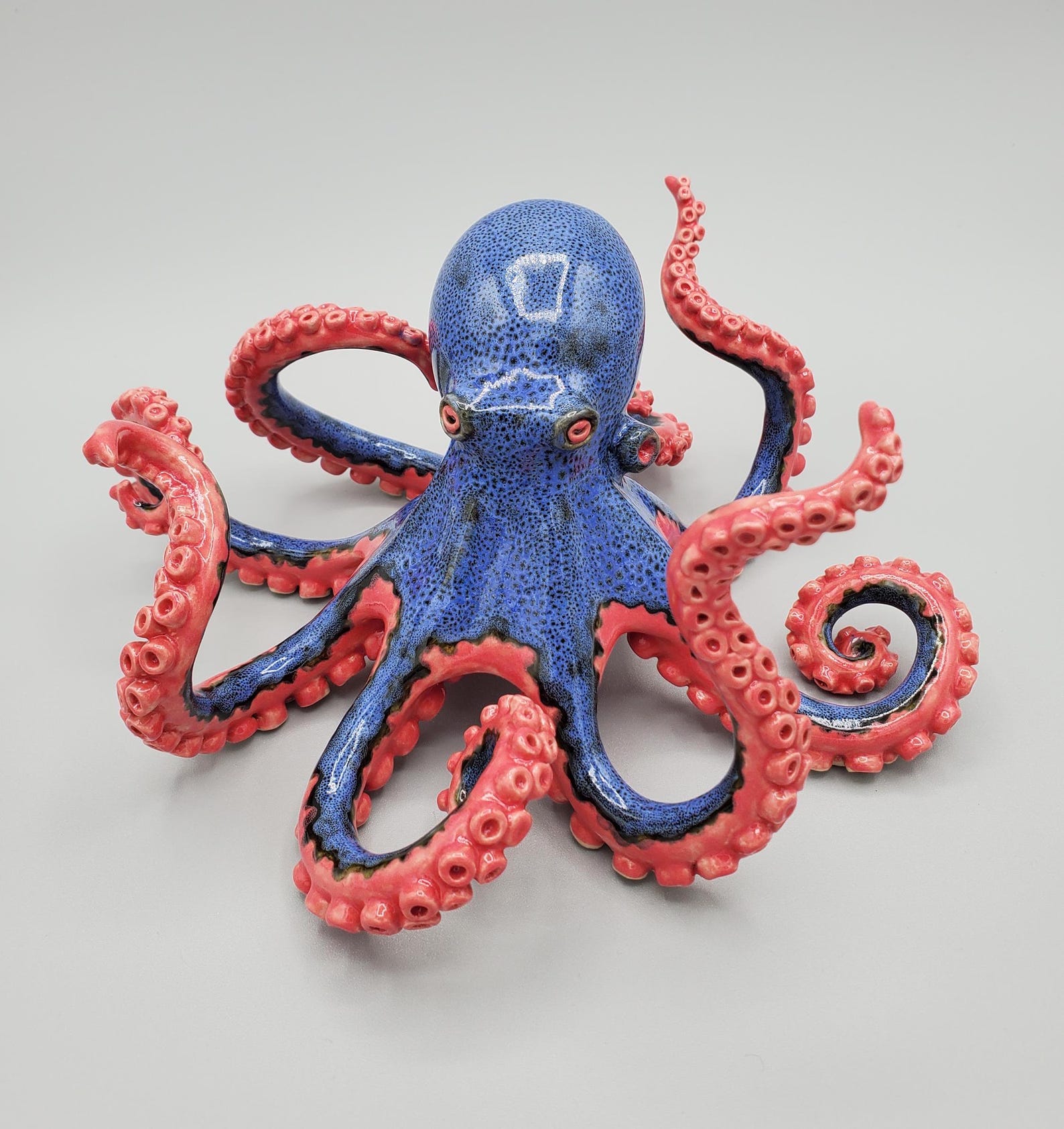 Ceramic Octopus Sculpture, Multicolored, Blue, Pink, Tentacles ...
