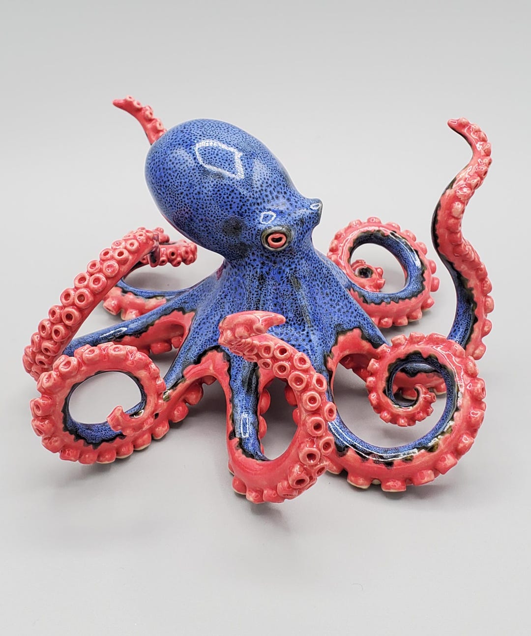 Ceramic Octopus Sculpture, Multicolored, Blue, Pink, Tentacles ...