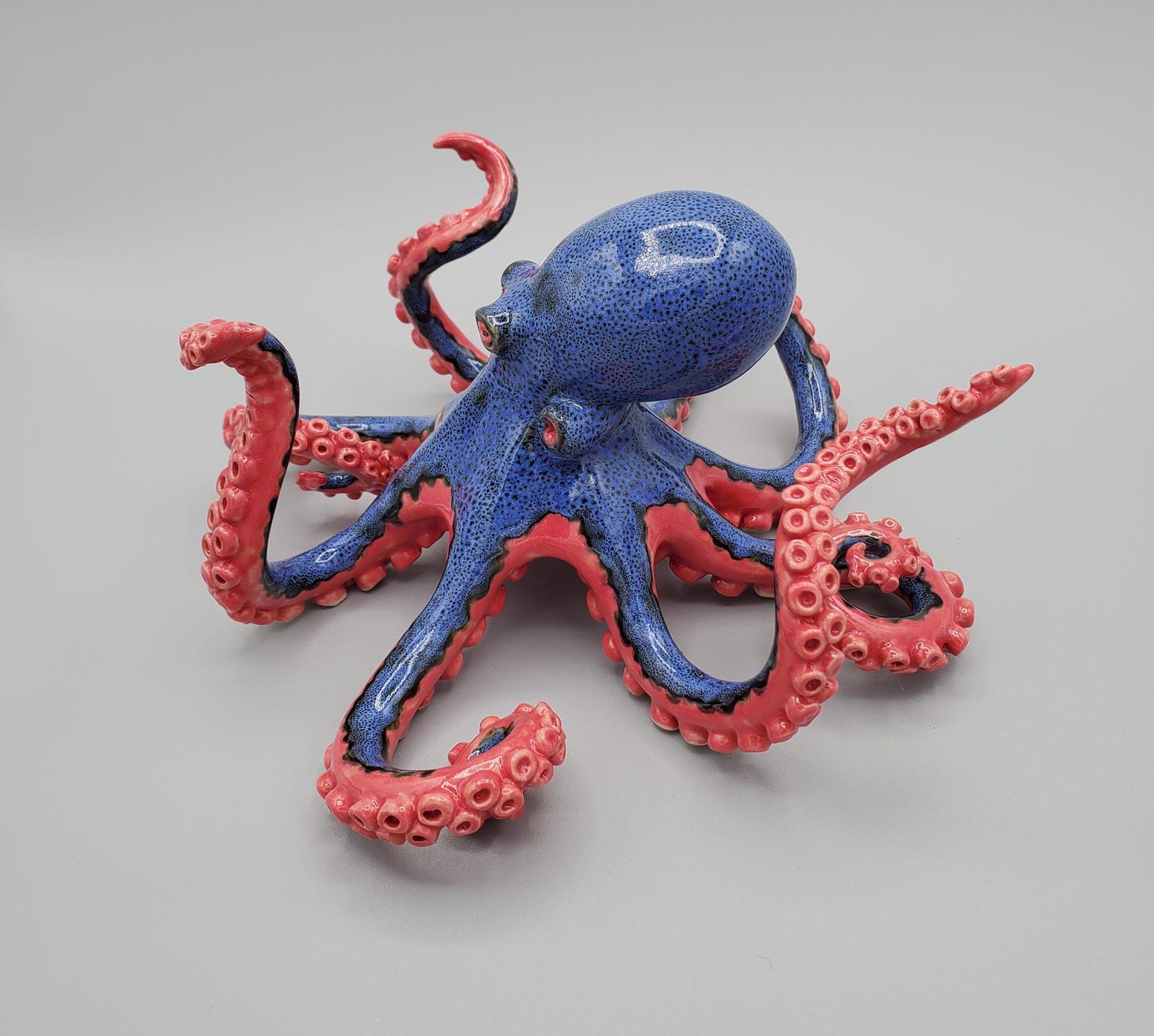 Ceramic Octopus Sculpture, Multicolored, Blue, Pink, Tentacles ...