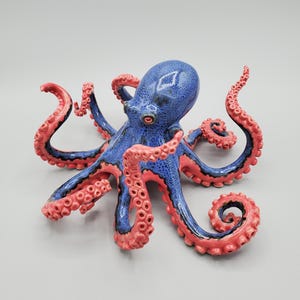 Ceramic Octopus Sculpture, Multicolored, Blue, Pink, Tentacles ...