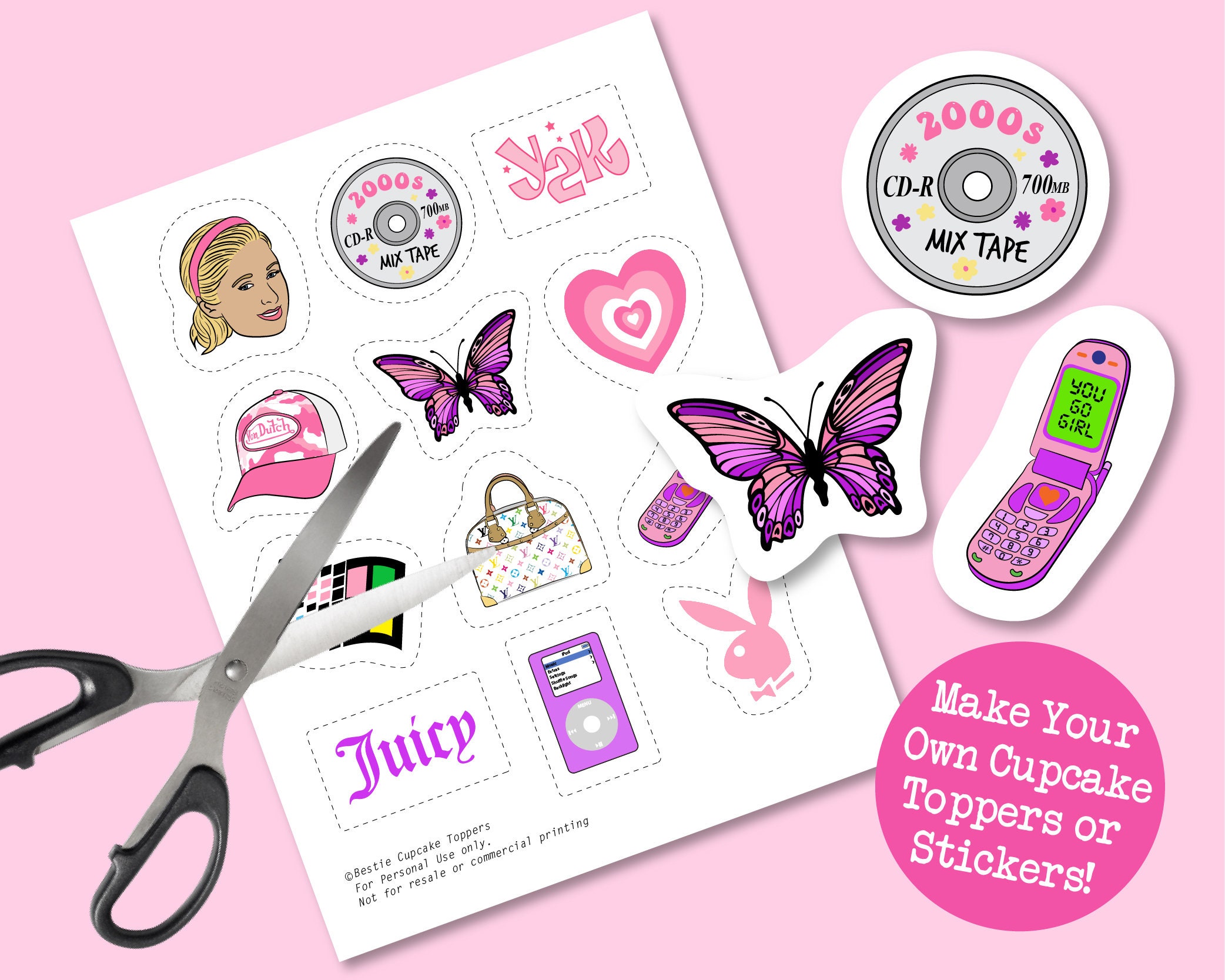 Y2K Cupcake Toppers Y2K Party Y2K Party Decorations Y2K - Etsy UK