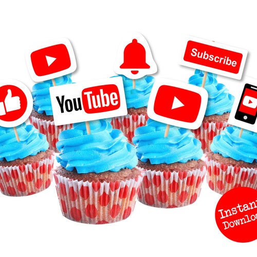 15 Youtube Cupcake Toppers PERSONALIZED Birthday Party - Etsy