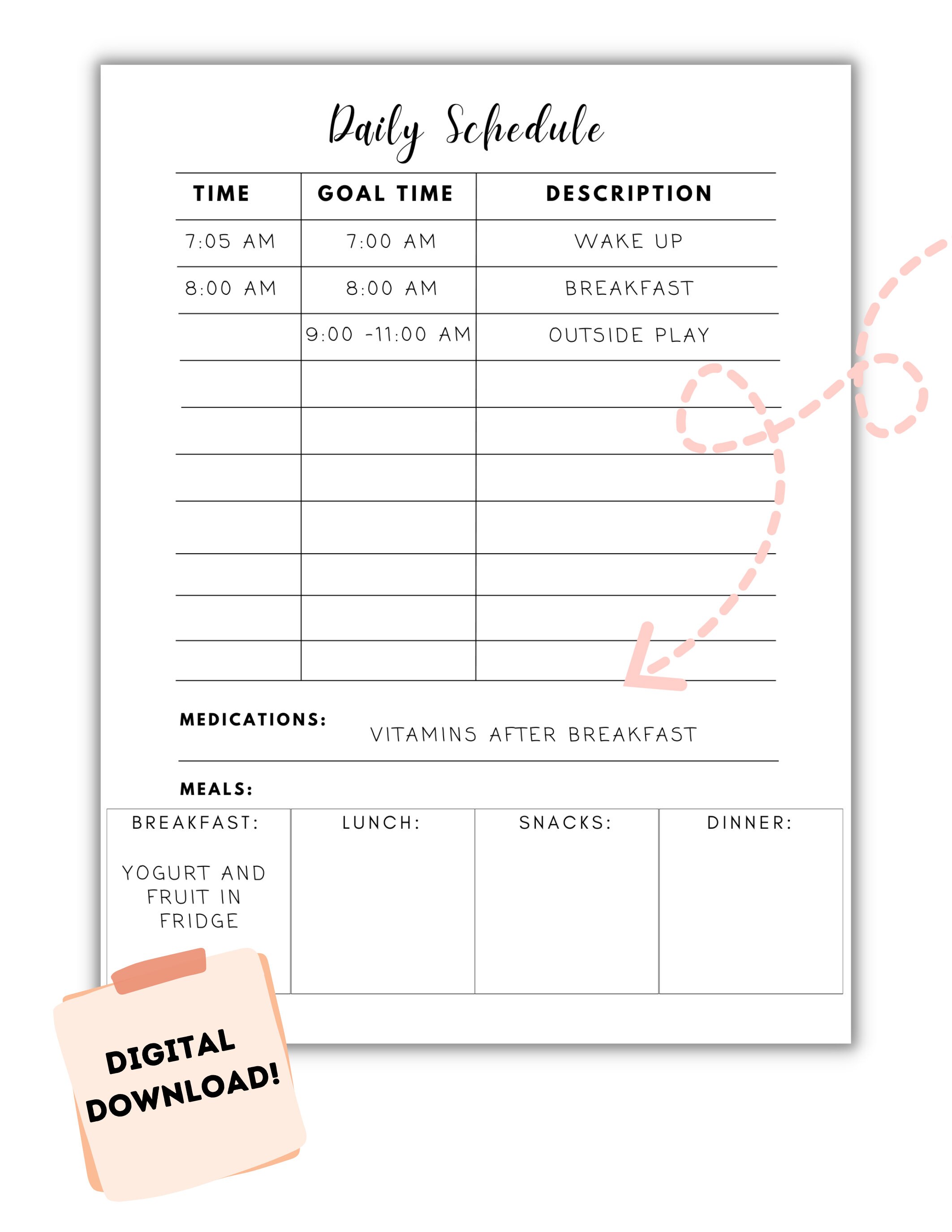 Child Daily Schedule - Etsy