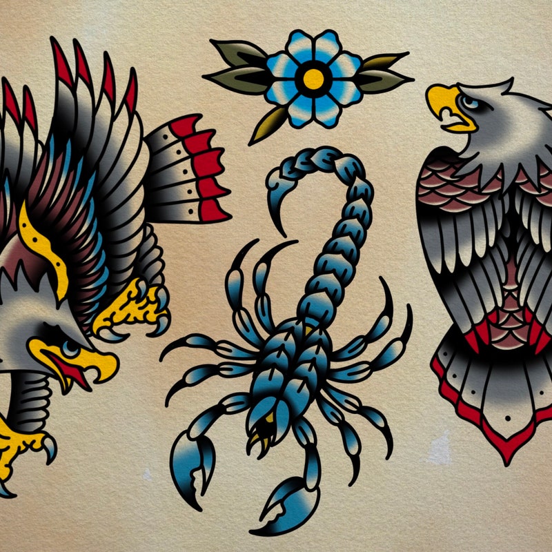 Traditional Tattoo Flash Sheet - Etsy