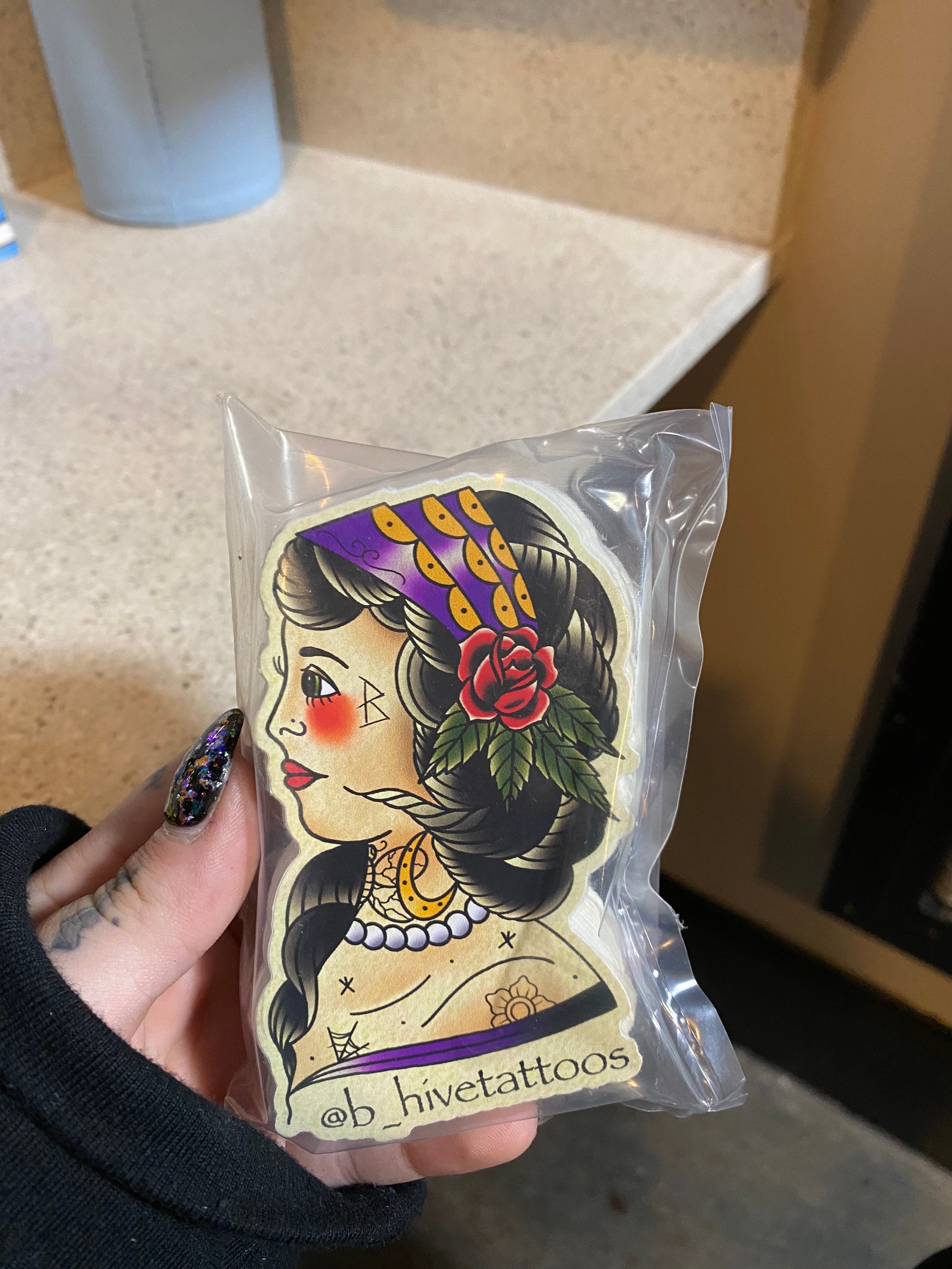 Traditional Girl Head Sticker - Etsy