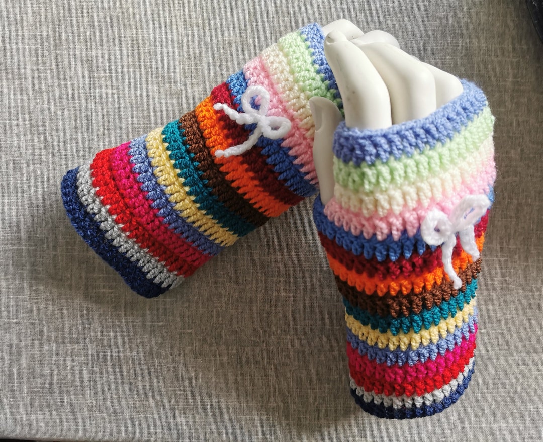 Crocheted Cuffs Colorful Hand Cuffs Arm Cuffs Fingerless - Etsy