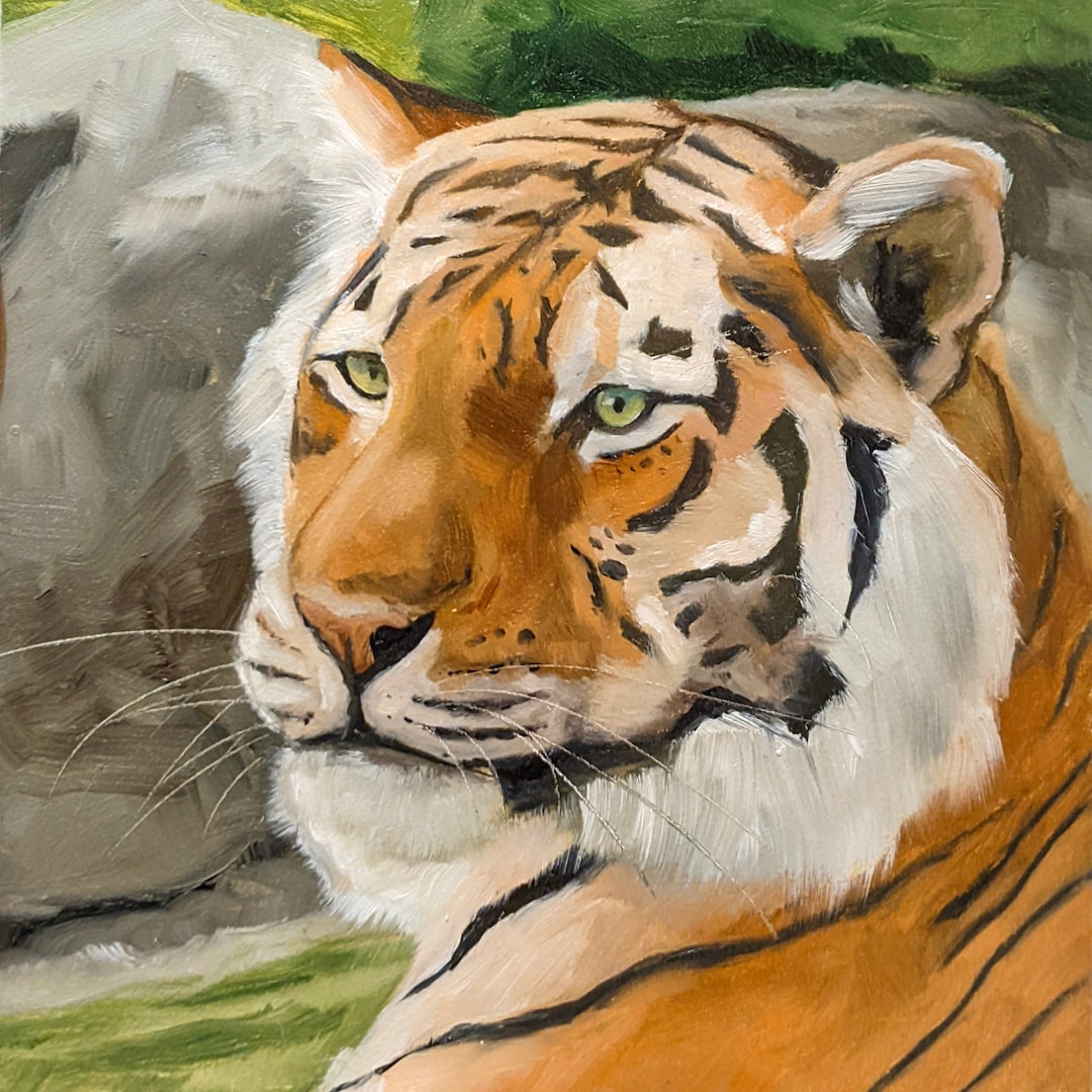 Tiger Painting, Oil, 6x6 on Hardboard, Fine Art, Oil Painting, Jungle ...